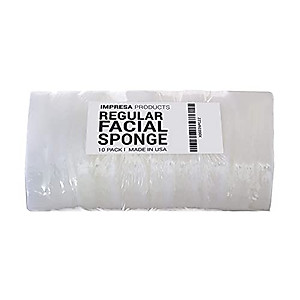 IMPRESA 10 Pack Facial Sponge for Daily Deep Cleansing and Regular Exfoliating - Regular Buff Style Exfoliating Pads Puf for Removing Dead Skin, Dirt & Makeup - Normal to Oily - Made in The USA