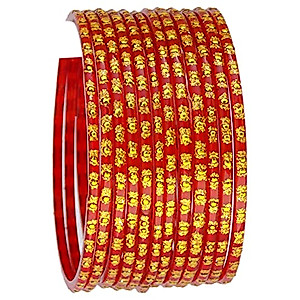 JD'Z COLLECTION Glass Bangles For Women & Girls Indian Traditional Jewelry Glass Bangles Set Set for Ethnic Daily Wear, Bridal Bangles for Indian Marriage (Set of 12 - 2.8) - Red
