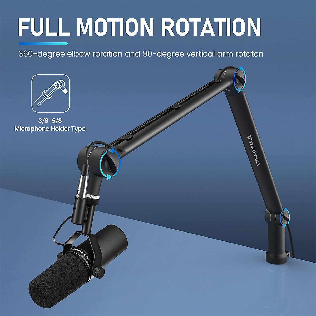 Thronmax S3+ Zoom Boom Arm- Mic Arm- Fully Adjustable Podmic for Gamers and Podcasts- Universally Compatible Mic Stand Desk Mount