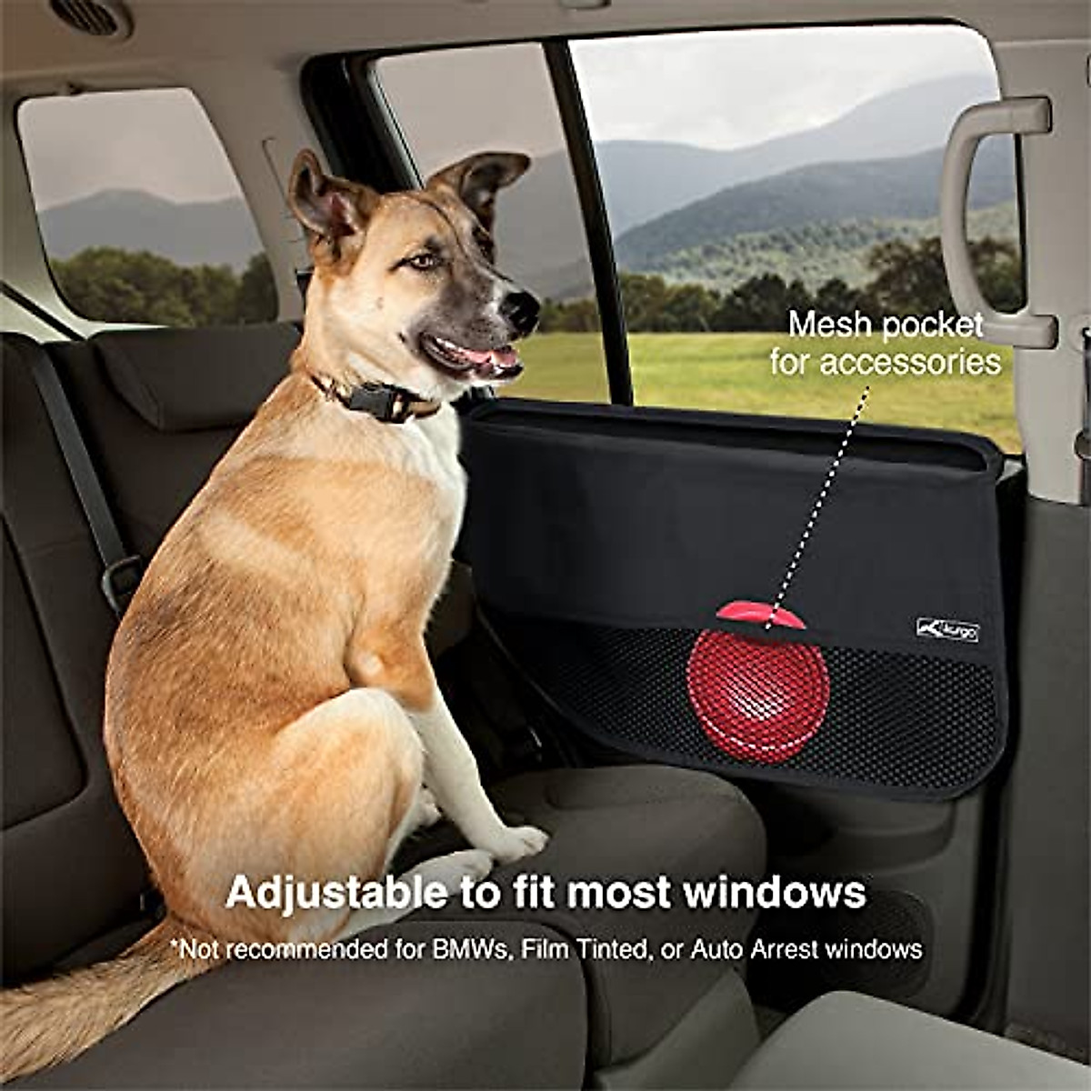Kurgo Car Door Guard for Dogs, Pet Protector for Car Doors, Waterproof, Adjustable, Quick Installation, Storage Pockets, Fits Sedans and SUVs, Black, 1 Count (Pack of 1)
