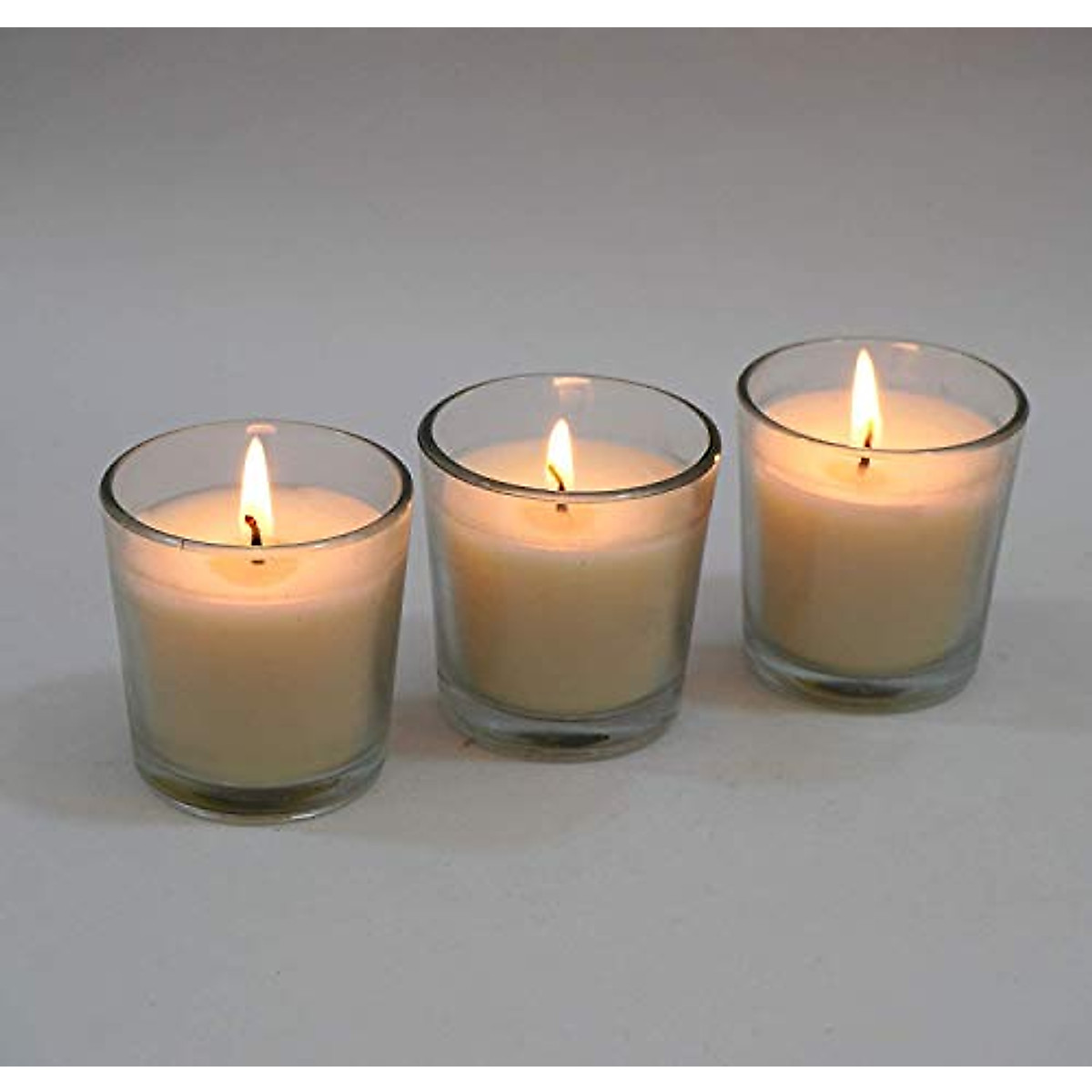Ampliscent White Scented Glass Votive Candle - Set of 12 | Bulk Pack for Weddings, Bridal Showers or Home Parties and Centerpieces - Sandalwood Vanilla