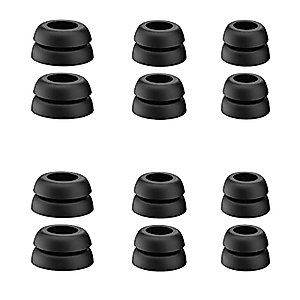 Luckvan Double Flange Ear Tips Anti-Slip Universal Silicone Earbuds Tips Replacement for Beats Earbuds Sony Sennheiser Earbuds Fit 5.5mm-7mm Nozzle 6 Pairs LMS Black