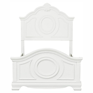 Benjara BM295825 Lilya Traditional Bead Molding & Shell Motif Bed Crisp White - Full Size