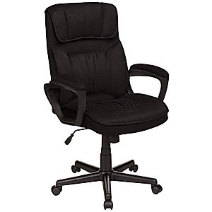Amazon Basics Classic Office Desk Computer Chair - Adjustable, Swiveling, Ultra-Soft Microfiber, Lumbar Support, 28"D x 25"W x 43.5"H, Black