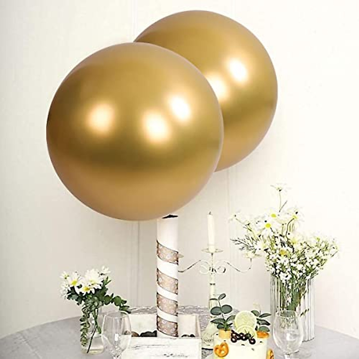 36 inch Gold Metallic Balloons Jumbo Chrome Gold Latex Balloons for Birthday Wedding Party Baby Shower Decoration, 4pcs