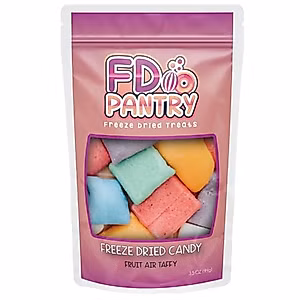 Freeze Dried Air Taffy Candy - Variety Fruit Flavors, 3.5oz | Strawberry, Melon, Cherry, Raspberry, Orange, Grape, Mystery | Crunchy Snack Sour Treat, Gift