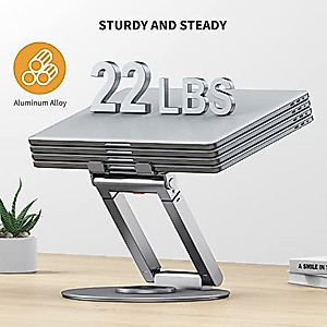 ProtoArc 360 Rotating Laptop Stand, ESZ1 Swivel Laptop Riser Ergonomic Computer Stand for Laptop, Adjustable Height, Fully Foldable for Easy Storage, Fits All MacBook/Laptops up to 17 inches