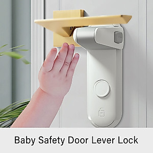 Heart of Tafiti Childproof Door Lever Lock, Baby Proofing Door Handle Lever, Door Handle Child Proof, Toddler Door Locks, Strong Adhesive no Tools Need or Drill (White, 2 Pack)