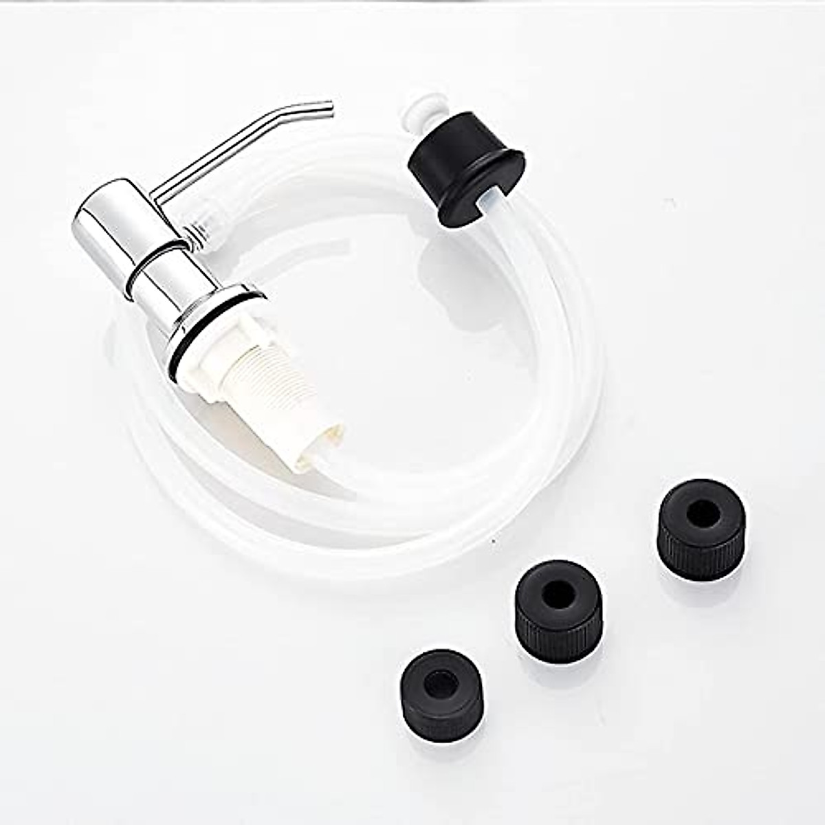 Gnimauhz Soap Dispenser for Kitchen Sink and Extension Tube Kit, Stainless Steel Soap Dispenser with 47 Inches Tube Connects Directly to Soap Bottle, Hand and Dish Soap Dispenser Pump（Chrome）