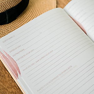 Paper 'n Such Guest Book for Vacation Home, Hardcover Linen Beige Guestbook, Vacation Rental Essentials, Visitor Sign in Book, Beach House Welcome Book for Short Term Rentals, Host Gift