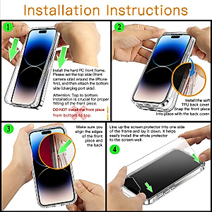 COOLQO Compatible for iPhone 14 Pro Max Case with Screen Protectors, Military Grade Drop Protection, Dual Layer Design Non-Yellowing Heavy Duty Protective Shockproof Phone Bumper Case, Clear