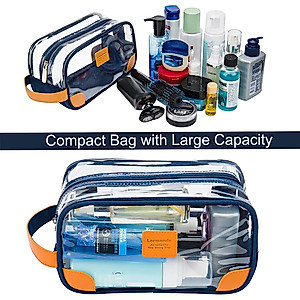 Lermende Toiletry Bag for Men and Women, Mens Toiletry Bag for Traveling.Clear Shaving Dopp Kit for Men Travel Toiletry Bag Unisex Bathroom Travel Bag for Toiletries(Blue)