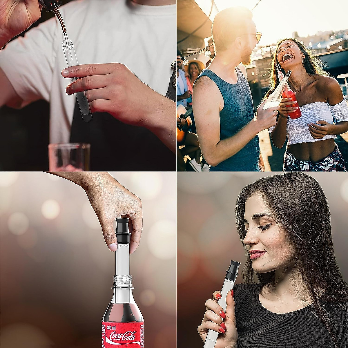 Shot Straw, Shot Holder For Drinks and Chasers,the Beach, Pool, & Parties - Fits All Standard Bottles & Glasses&The Chiase-1oz(Black)