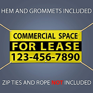 BannerBuzz Commercial Space For Lease Vinyl Banner 11 oz with Metal Grommets & Hemmed Edges for Decoration, Business, Outdoor, Events, Office (96" X 40")