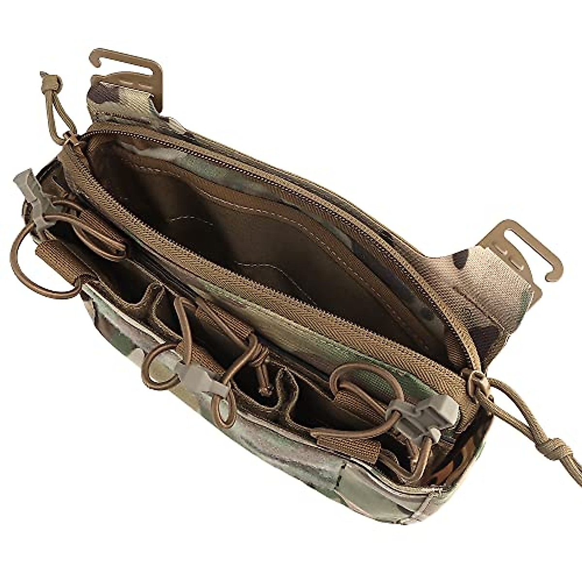 G-Hook DOPE Front Flap Double Stack Abdominal Fanny Pack Triple Magazine Insert Pouch for Tactical Chest Rig Vest Cp