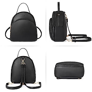 CLUCI Small Backpack for Women Leather Women's Black Backpack Purse Handbags Mini Fashion Lady Travel Backpack Convertible Bookbag