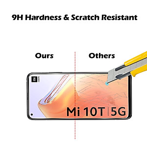 [3+2 Pack] 3 Pack for Xiaomi Mi 10t / Mi 10t Pro HD Clear Tempered Glass Screen Protector +2 Pack Camera Lens Protector, [9H Hardness][Bubble-Free] [Shatter Proof] [Anti-fingerprint [Easy