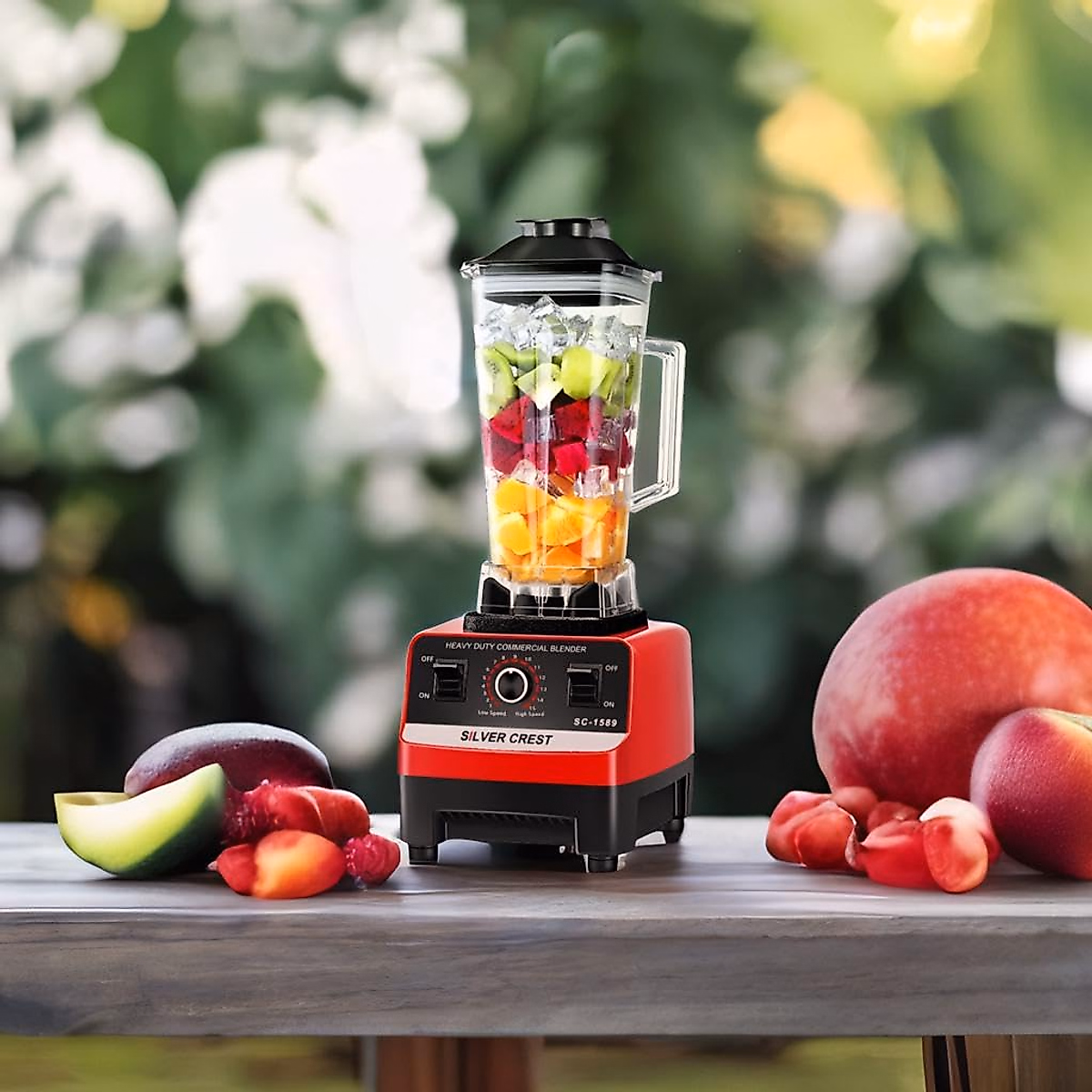 Generic Silver Crest Blender 4500W 2L Large Capacity Commercial With Mixer Grinder Heavy Duty Machine Portable Ice Smoothie Blenders, Medium, Red& Black, JWS-801PP