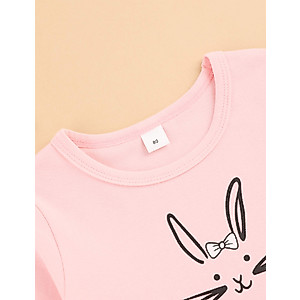 bilison Toddler Baby Girl Easter Outfit Sets Cute Long Sleeve Dress Top Bunny Floral Pants Girl Easter Clothes Sets