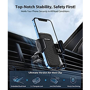 Car Phone Holder Mount 【Stable and Not Falling】 Car Phone Holder, Dashboard Windshield Air Outlet Multifunctional Phone Holder, iPhone 13 Thick Protective Case All Phones…