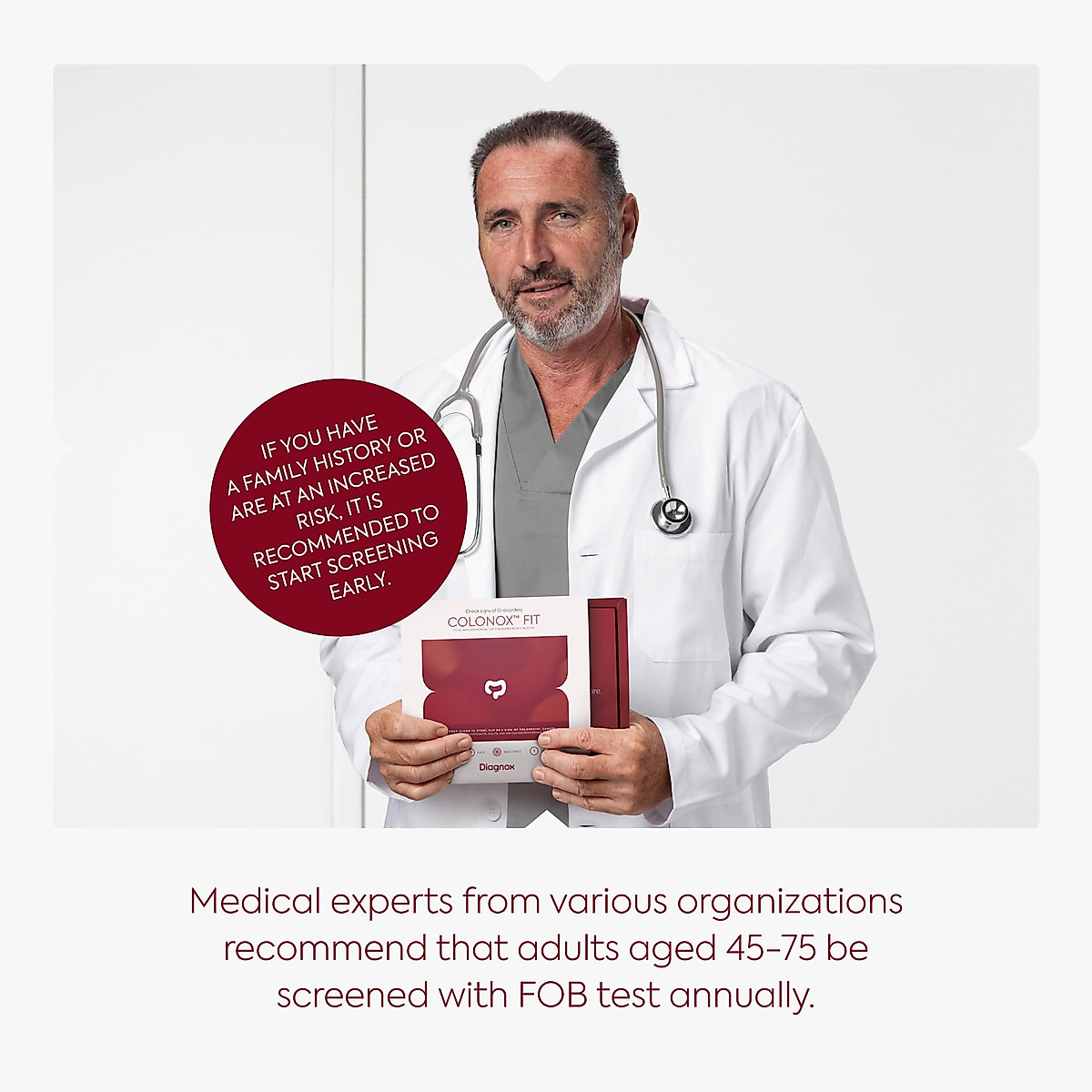 COLONOX at-Home Colon Screening Test Kit – Easy to Use Fecal Occult Blood (FIT or FOB) Colon Test for Early Detection (1 Test)