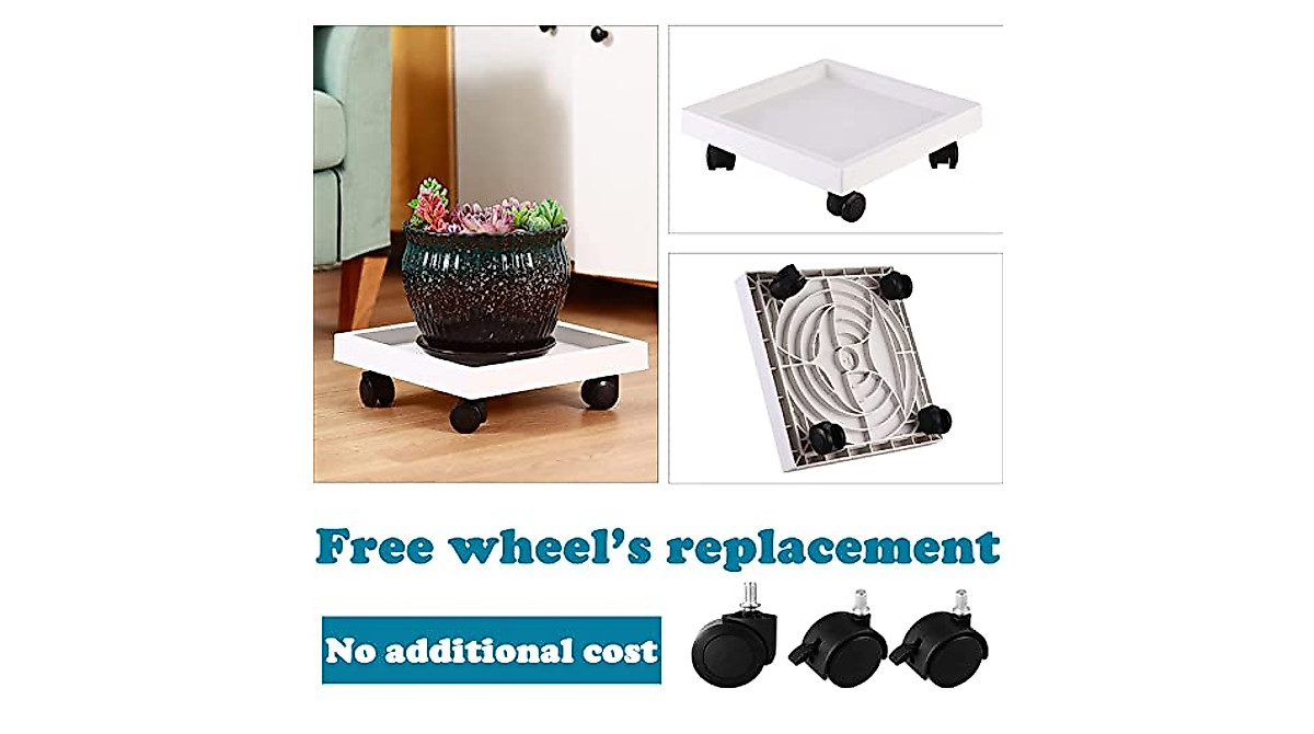 3 Pack Square Plant Caddies with Wheels for Easy Moving