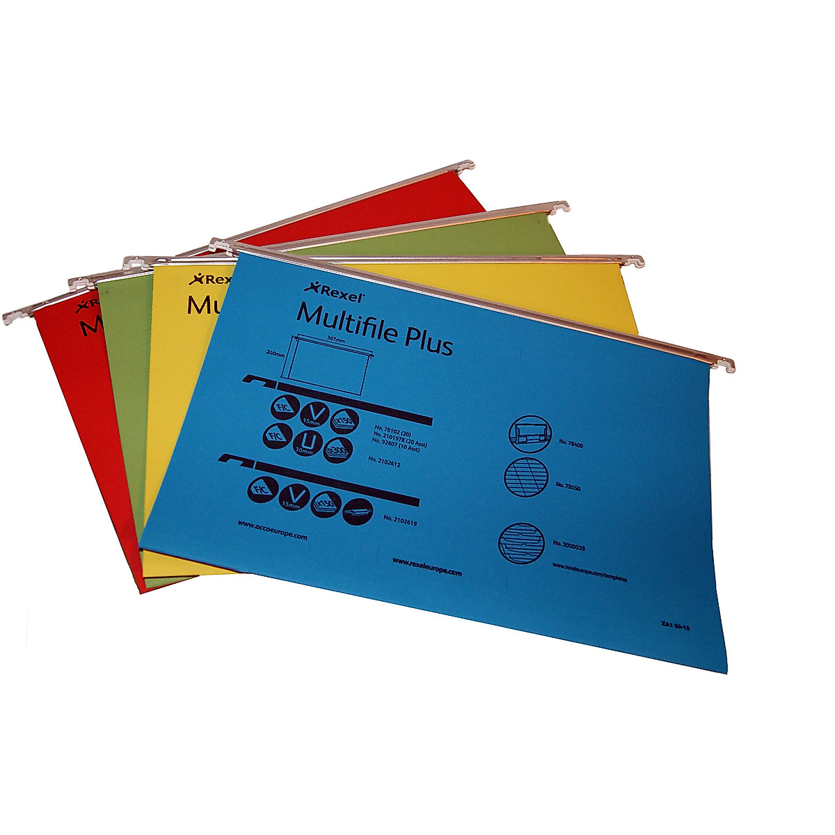 Rexel 2101978 Multifile Plus Foolscap Suspension File, 150 Sheet Capacity, 15 mm V-Base Manilla, Pack of 20, Assorted