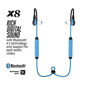 MEE audio X8 Secure-Fit Stereo Bluetooth Wireless Sports In-Ear Headphones (Blue)