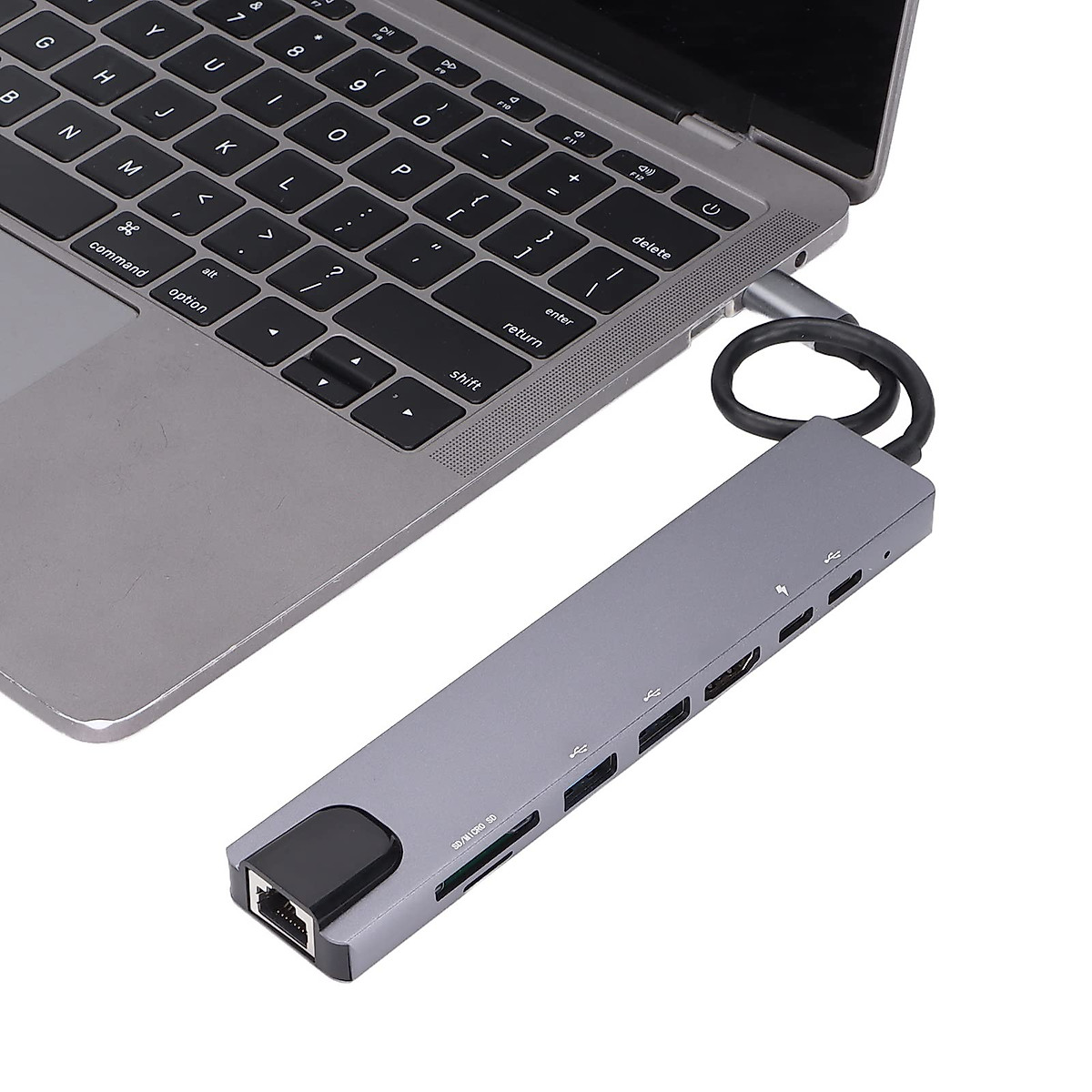 Multiport USB Hub, USB C Adapter 8 in 1 Wide Compatibility High Durability for Travel for Office for Home