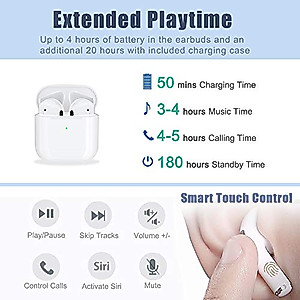 Wireless Earbuds, Bluetooth Earbuds IPX7 Waterproof Wireless Bluetooth with Microphone Charging Case 24H Playtime,Pop-ups Auto Pairing Hi-Fi Stereo Sound Headset for iPhone/Samsung/iOS/Android
