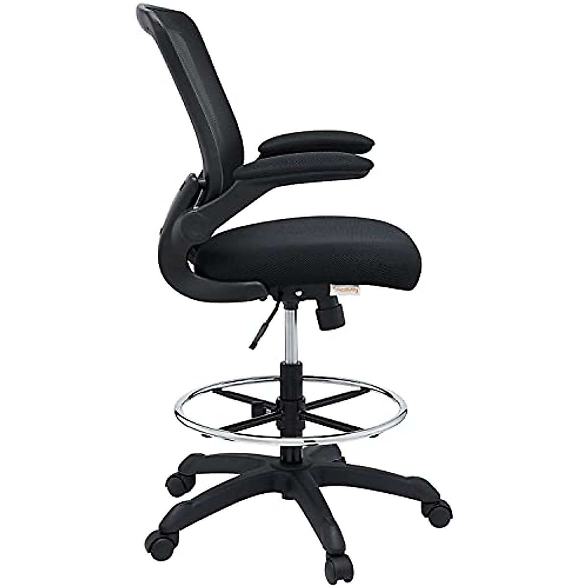 Modway Veer Reception Desk Flip-Up Arm Drafting Chair in Black