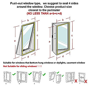 Aozzy Portable Air Conditione Window Seal, 400CM Waterproof Portable AC Window Seal and Tumble Dryer Compatible with Medium or Large Casement Crank Window and Tilting Window 158 inch (White)