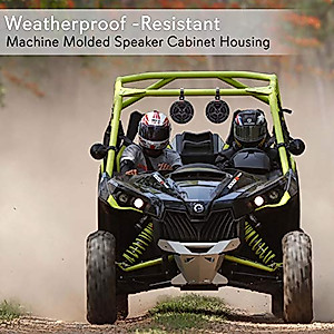 Pyle 4” Waterproof Off-Road Bluetooth Speakers -800W Power w/ Amplified Speaker System for ATV/UTV,Aux (3.5mm) Input Jack,Marine Grade Weatherproof,Great for Use w/all 12V Vehicles- PLUTV43BTA ,Black