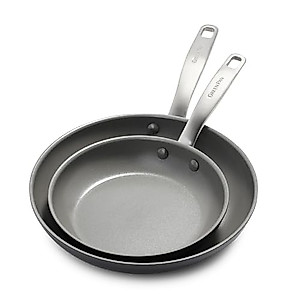 GreenPan Chatham Hard Anodized Healthy Ceramic Nonstick, 10" and 12" Frying Pan Skillet Set, PFAS-Free, Dishwasher Safe, Oven Safe, Gray