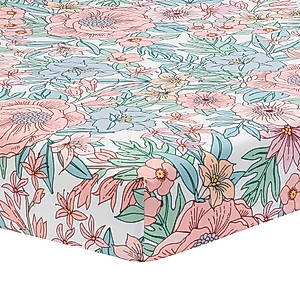 Lambs & Ivy Giraffe and a Half 100% Cotton Floral Fitted Crib Sheet