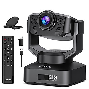 NexiGo Zoom Certified, N990 (Gen 2) 4K PTZ Webcam, Video Conference Camera System with 5X Digital Zoom, Sony_Starvis Sensor, Position Preset, Dual Stereo Mics, 3.5mm Audio Jacks for External Mics