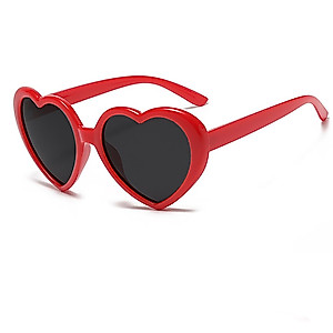 Armear Women Fashion Oversized Heart Sunglasses Retro Lady Girl Cute Love Shaped Large Plastic Eyeglasses Red
