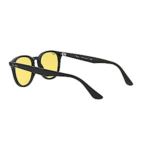 Ray-Ban RB4259F Low Bridge Fit Round Sunglasses, Black/Yellow, 53 mm