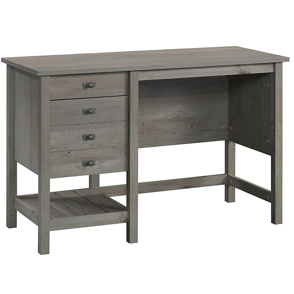 Pemberly Row Single Pedestal Desk in Engineered Wood-Mystic Oak Finish