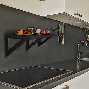 Stainless Steel Shelf Wall Mounted 12 x 24 Inches, 230lb Commercial Shelving, Floating Shelving, Metal Shelves, Heavy Duty Storage Rack for Restaurant, Kitchen, Home and Hotel, Bar, Garage, Black