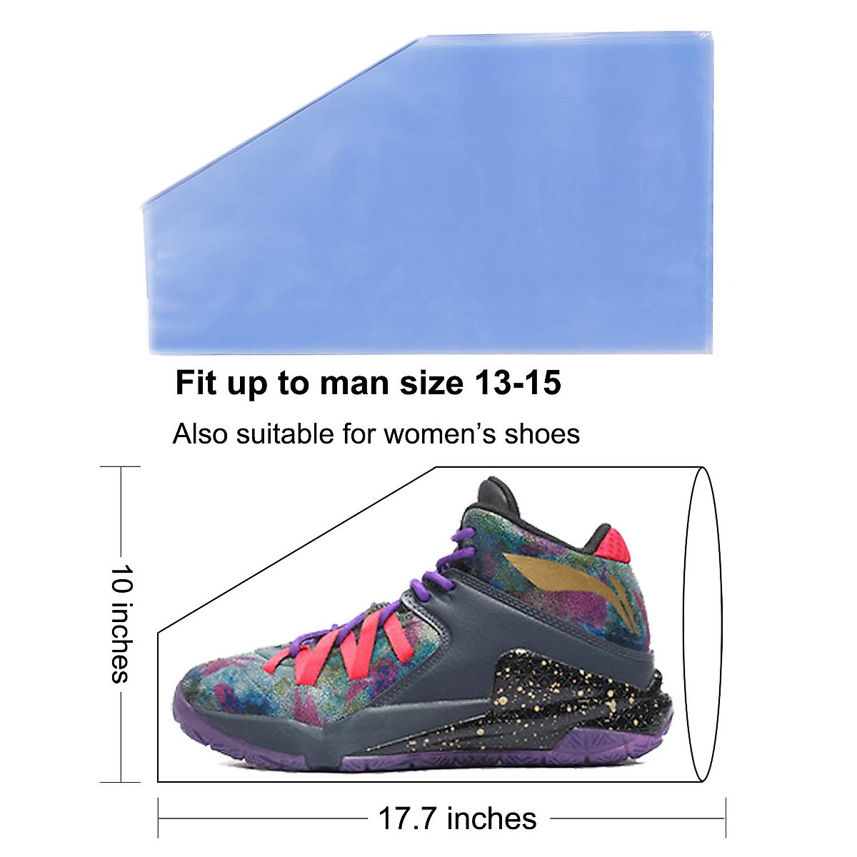 Shoe Shrink Wrap Bags,50 Pcs Sneaker Shrink Wrap Bags Large Shoes Protector for Men Women Effectively Avoid Yellowing 10x17.7 inches