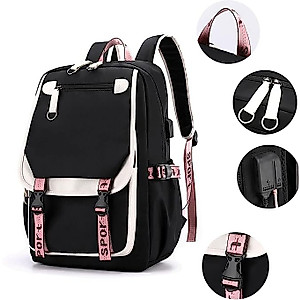 YJYK Girl's Backpack, Students Causal Laptop Backpack Lightweight Water Resistant Bookbag College Daypack for School11.8 x 8.26 x 17.7 Inch