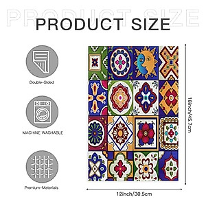 Double-sided garden flag Mexican Talavera Ceramic Tile Pattern Ethnic Folk Outdoor Flag Garden Flag Yard Outdoor Decoration （12×18in）.