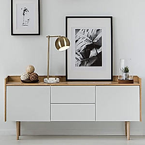 Catalina 23246-001 Mid-Century Modern Adjustable Metal Globe Desk Lamp with Faux Marble Base, LED Bulb Included, 23.5", Antique Brass