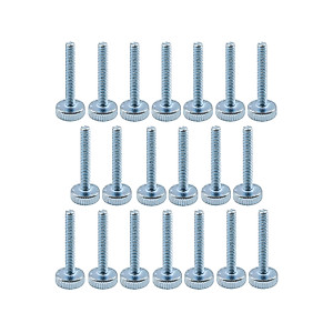 LBY 30pcs Knurled Hand Screw, M3 x 20mm Flat Knurled Head Fully Threaded Thumb Screws(Single Layer Step), Carbon Steel Galvanize