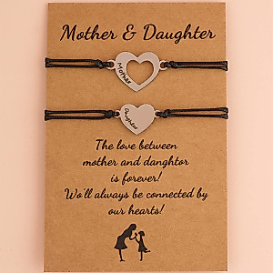 YangQian Mother Daughter Bracelets Set for 2 Matching Bracelets for Mom and Daughter Gift from Mom Daughter Heart Bracelets for Women