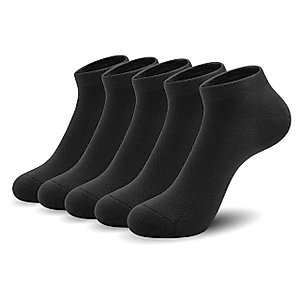 Women Ankle Soft Ultra Thin Mesh Beathable Viscose Bamboo Anti Odor Summer Cool Socks Low Cut Sock 5 Pairs,4-8/9-11 (Black, Medium)