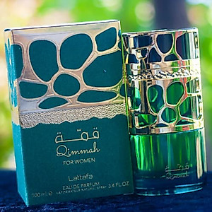 Qimmah for Women EDP (Eau De Parfum) - 100ML (3.4 oz) I Elegant, tempting oriental perfume I ideal for any occasion I Featuring notes: Cedar, Oudh, Myrrh, Amber, Lavender I not too sweet, spicy or overwhelming I By Lattafa Perfumes