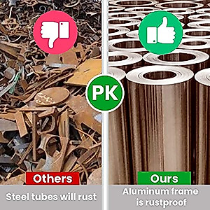 Crestlive Products Patio Wood Bar Stools Counter Height Chairs All Weather Furniture with Heavy Duty Aluminum Frame in Brown Finish for Outdoor Indoor, Pack of 2 (Brown)