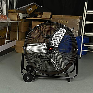 Aain(R) AA011 24-Inch High Velocity Industrial Drum Fan, 7500 CFM Air Circulator for Warehouse, Garage, Workshop and Barn Use,Two-Speed, Black
